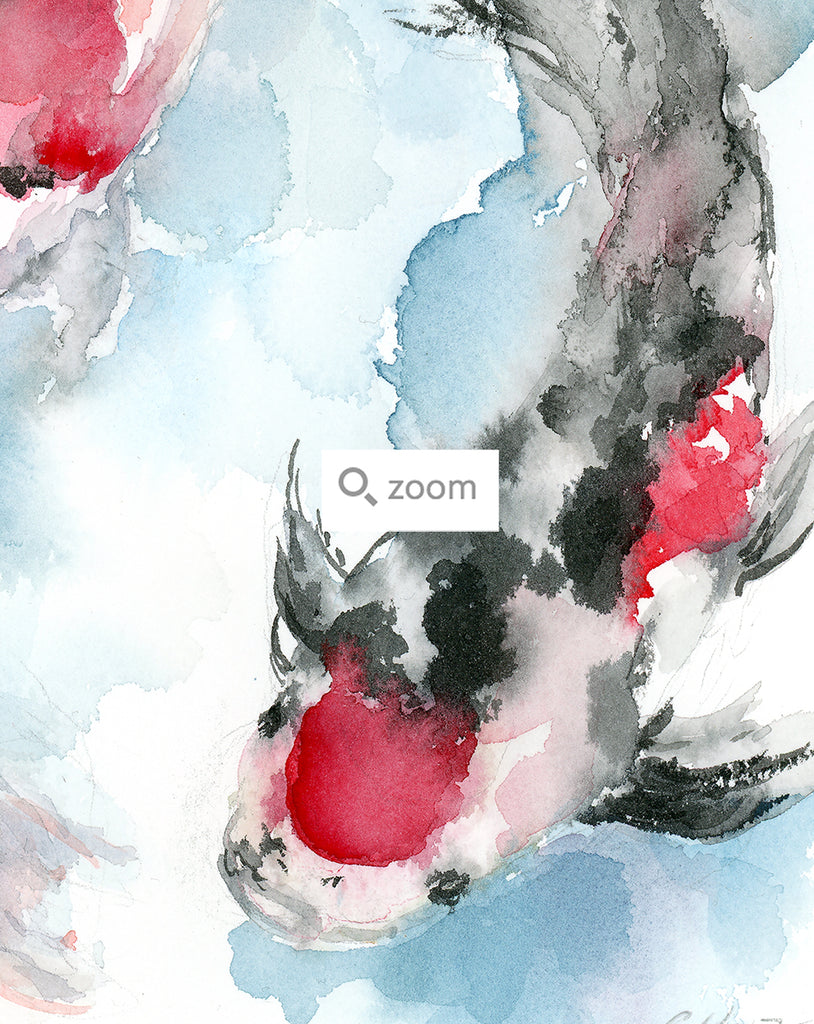 Duo Koi Fish Watercolor Art Print Easy Sunday Club