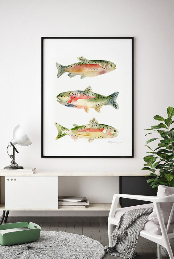 Rainbow Trout Fish Watercolor Art Print – Easy Sunday Club